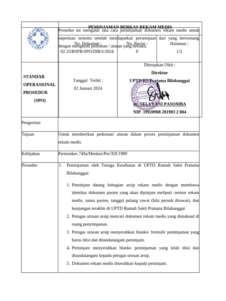 SOP PEMINJAMAN-1 | PDF