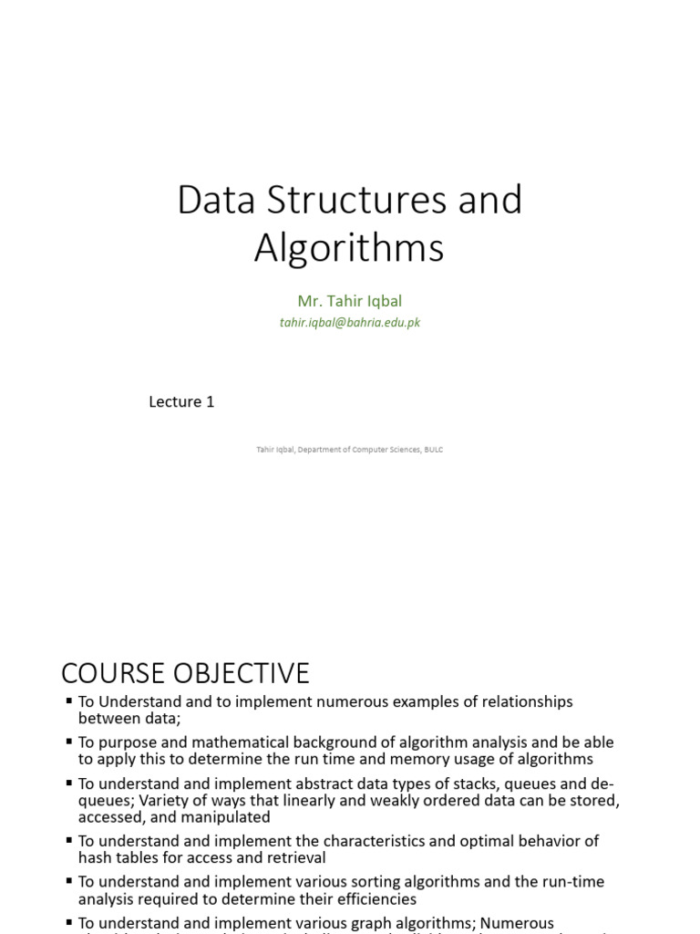 Lecture No. 01 - Introduction To DataStructure | PDF | Applied Mathematics | Software Engineering