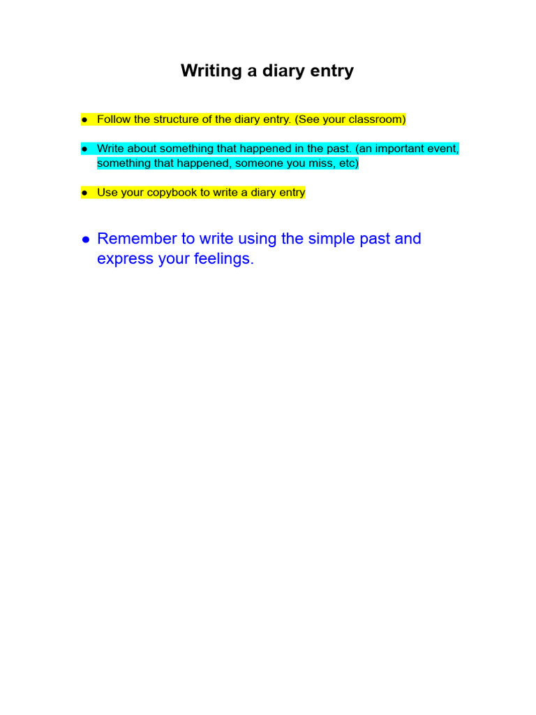 Writing A Diary Entry Activity | PDF