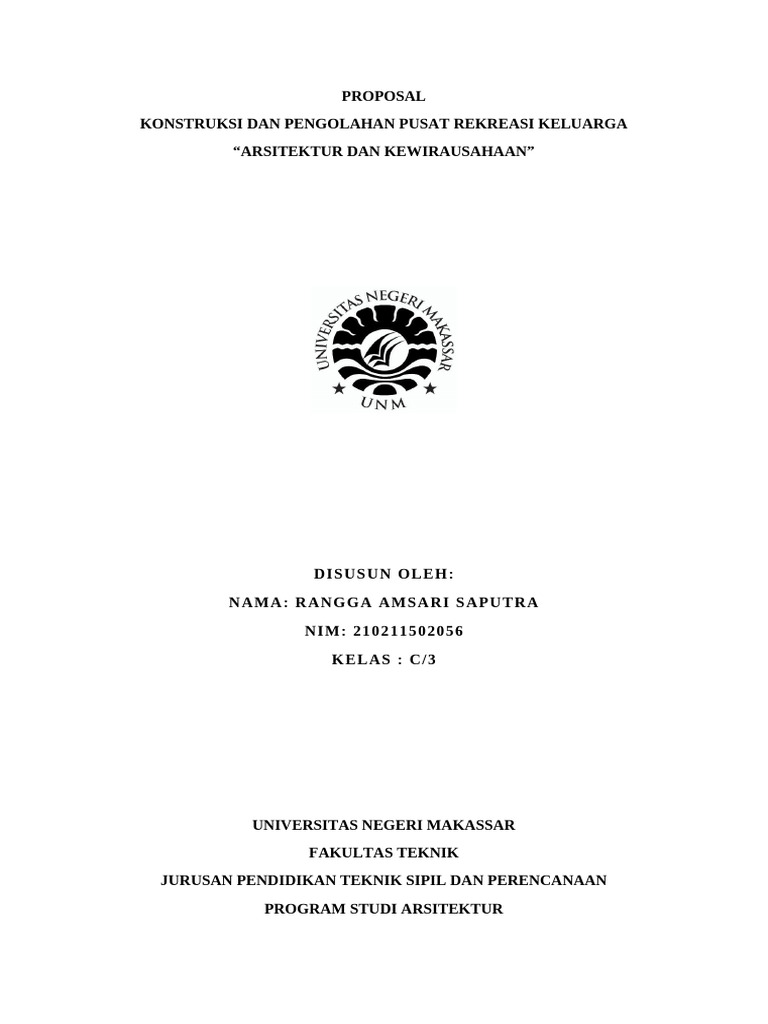 PROPOSAL Konstruksi Dan Pengelolaan Pusat Rekreasi Keluarga | PDF