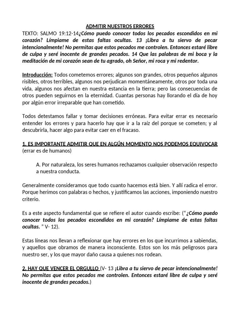 Admitir Nuestros Errores | PDF | Religion & Spirituality