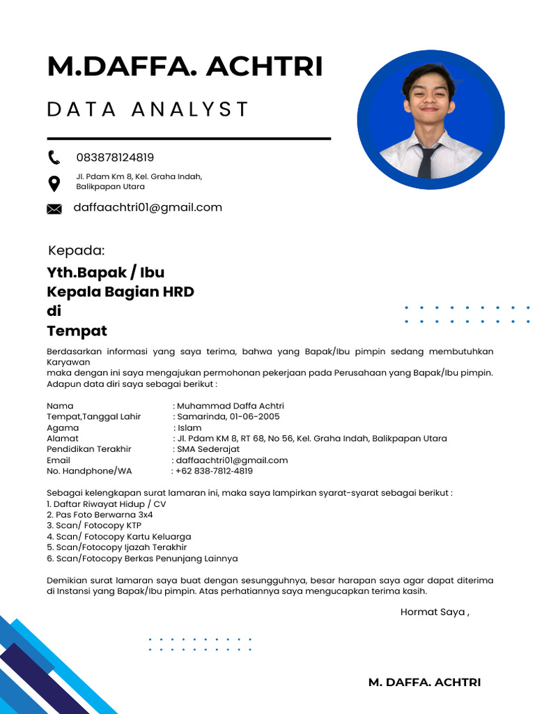 Surat Lamaran DAFFA | PDF