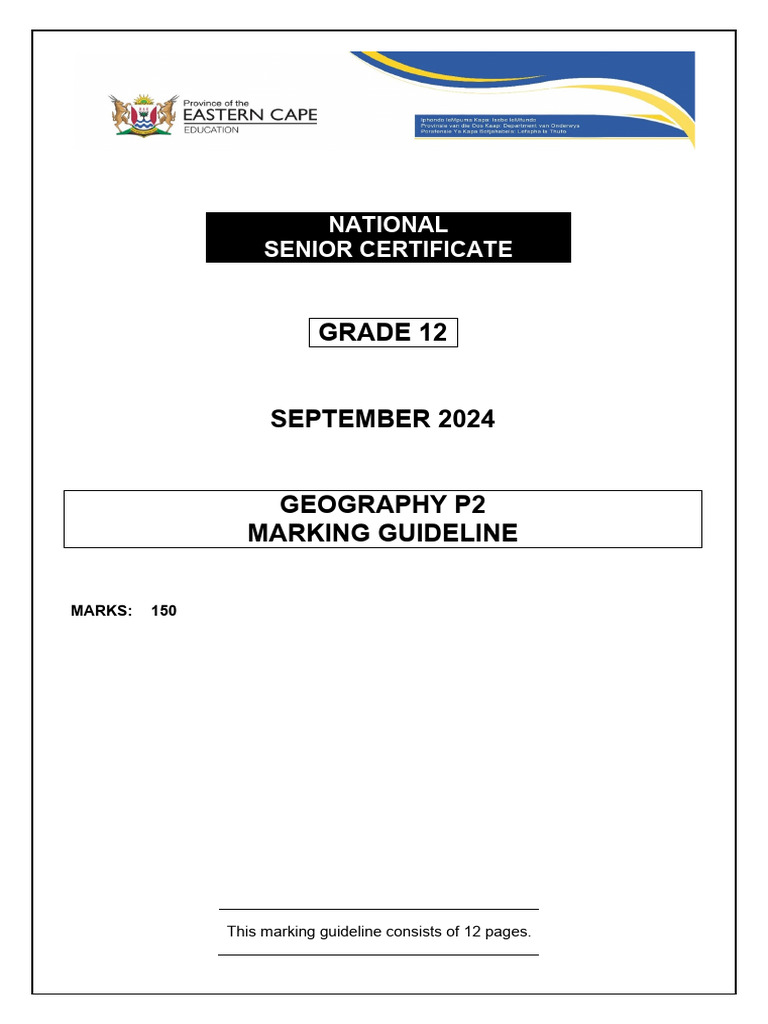GEOGRAPHY P2 GR12 MEMO SEPT2024 - English | PDF