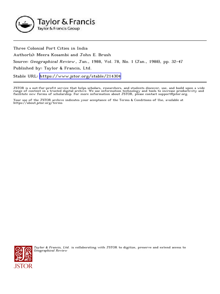 Three Colonial Port Cities in India | PDF