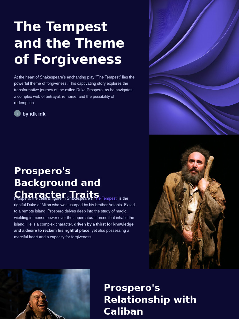 The Tempest and The Theme of Forgiveness | PDF