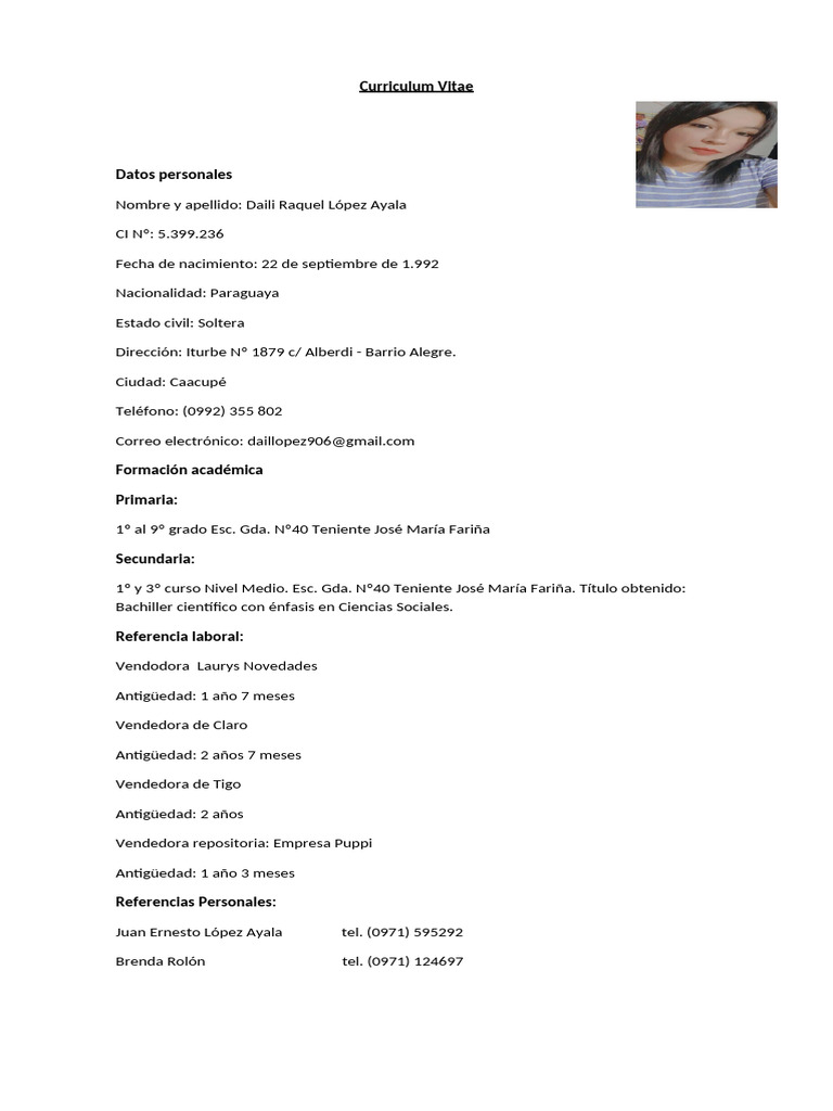 Curriculum Vitae RAQUEL | PDF