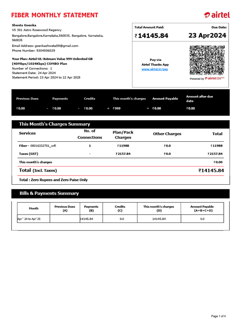 Wifi Bill | PDF
