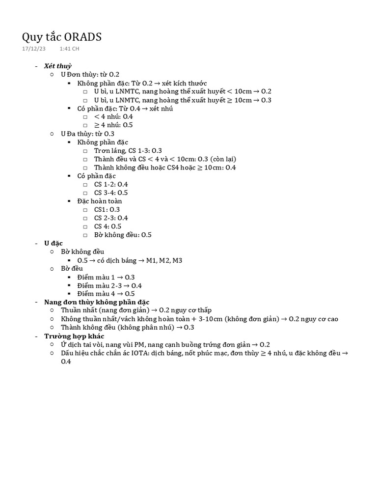 Quy Tắc ORADS PDF | PDF