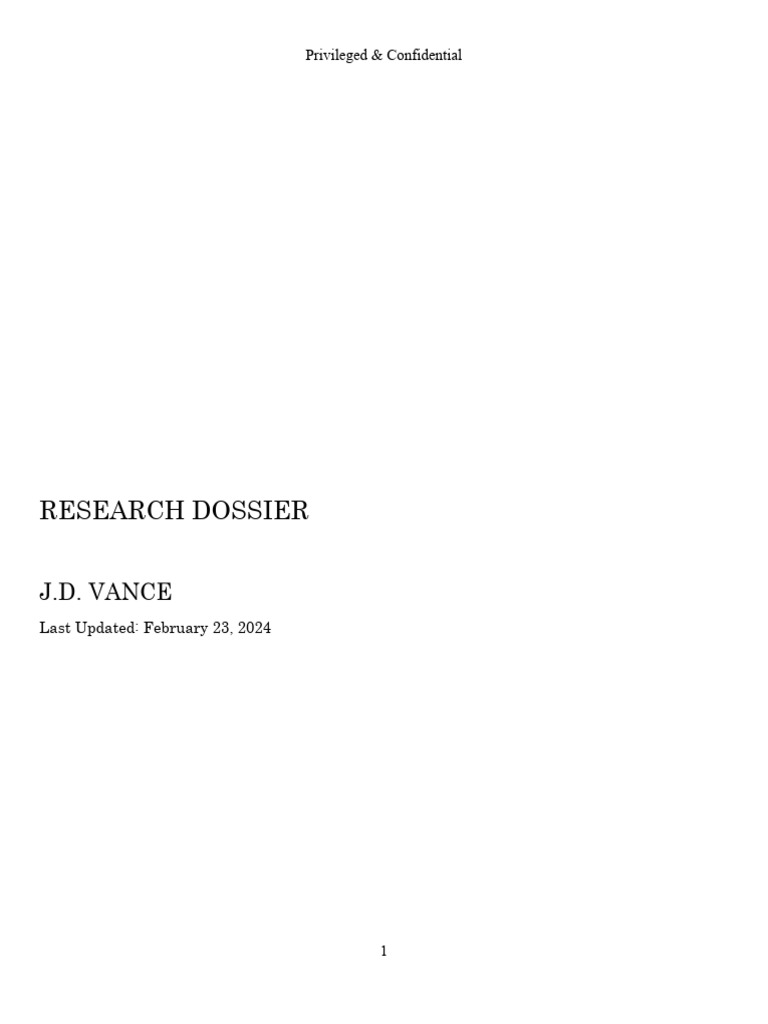 Research Dossier: J.D. Vance | PDF | American Government | Republican ...