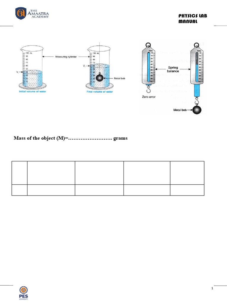 Grade-9 - Physics - Lab Manual (2022-23) | PDF