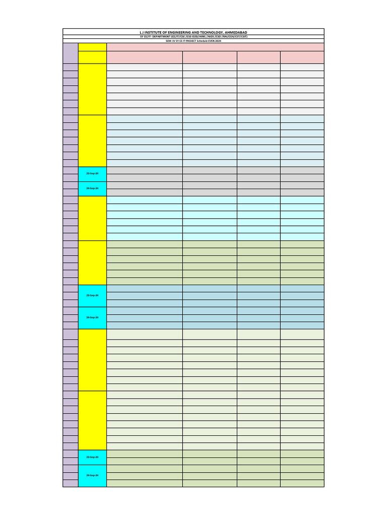 Project Schedule Sem-IV - SY ALL - EVEN 24 | PDF