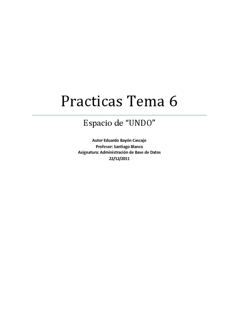 Practicas UNDO | PDF | Oracle Corporation | SQL Practicas UNDO | PDF | Oracle Corporation | SQL