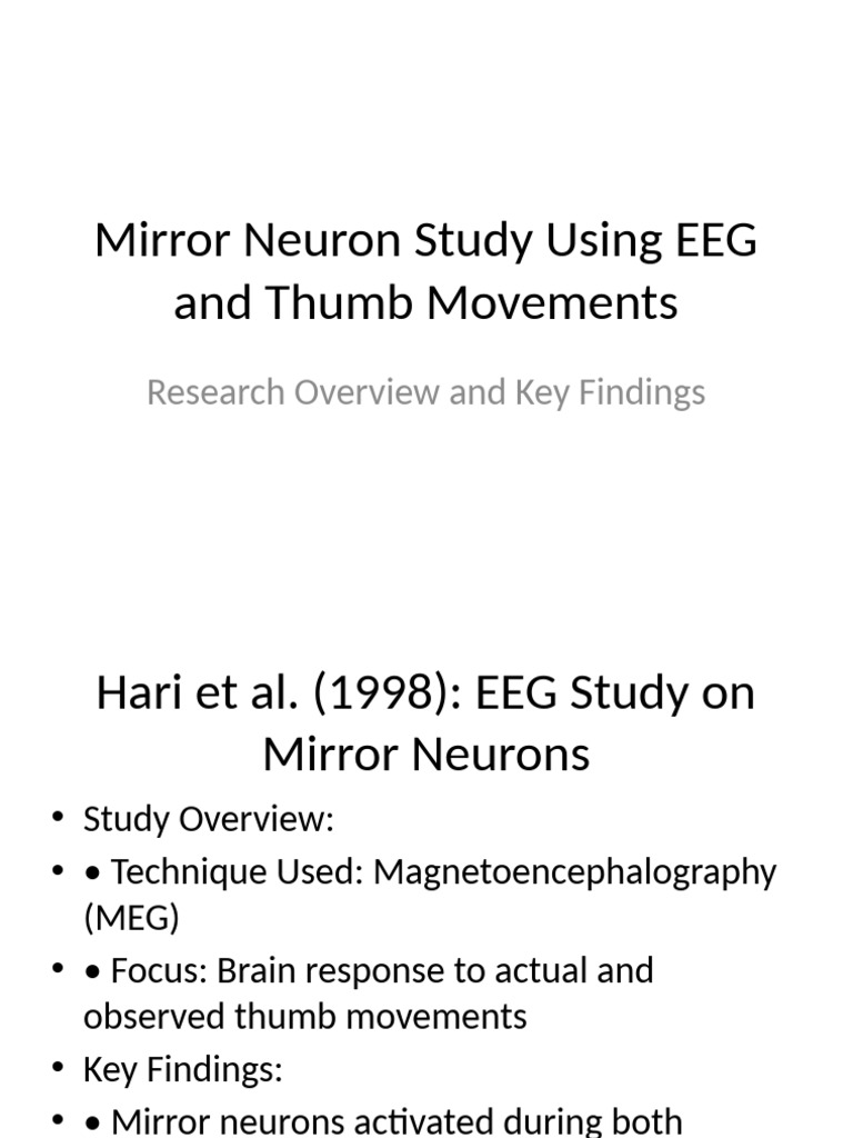 Mirror Neuron EEG Study Presentation | PDF