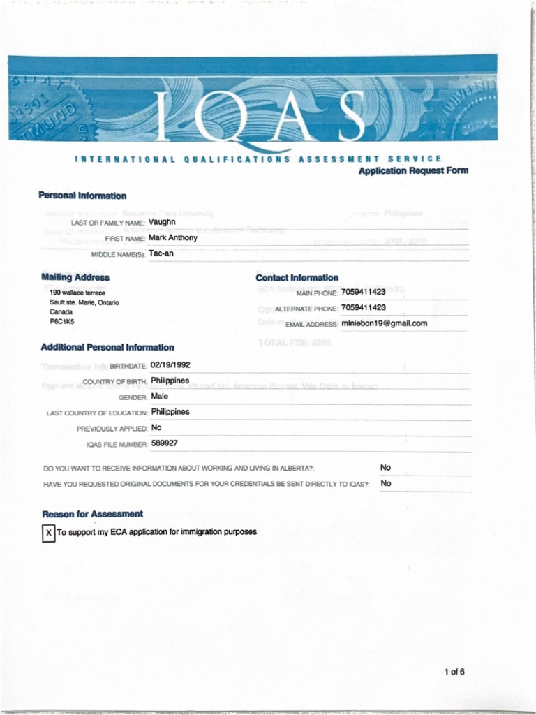 Iqas Application Request Form | PDF