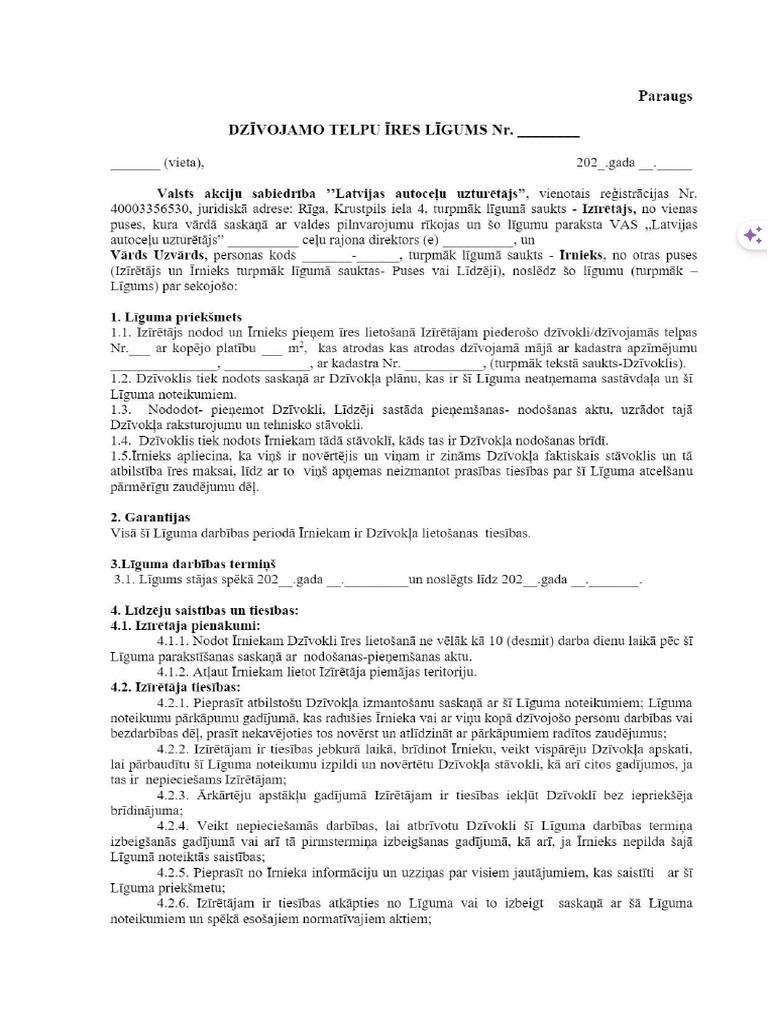 Dzivojamo Telpo Ires Ligums | PDF