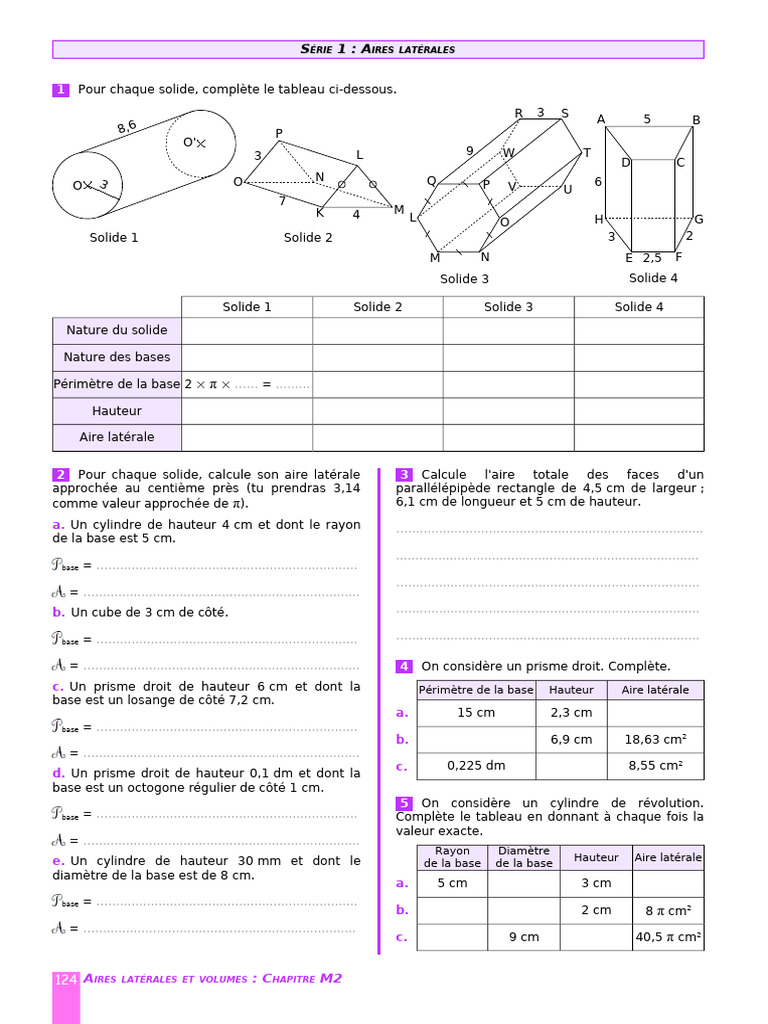 Sesamath 5M2 AiresLaterales Volumes | PDF
