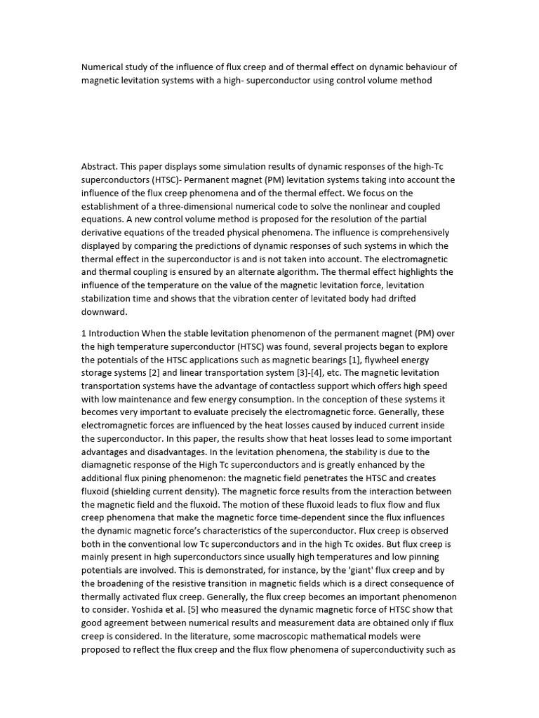 Numerical Study of The Influence of Flux Creep-Part2 | PDF