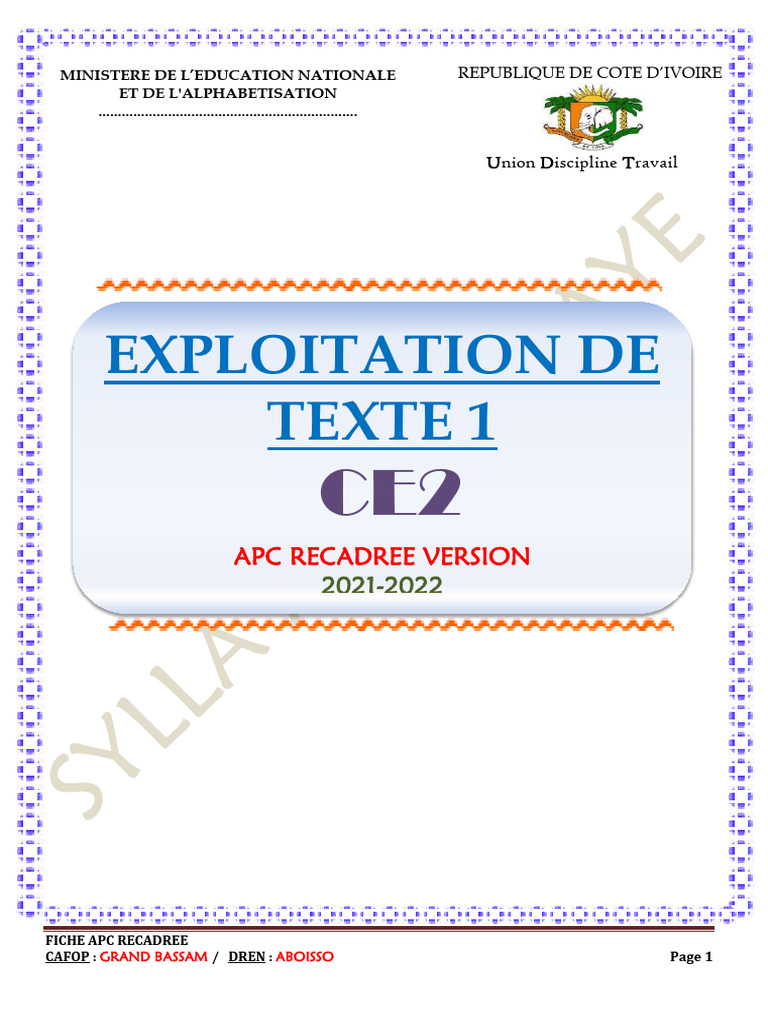 EXPL.DE TEXTE 1 CE2 | PDF