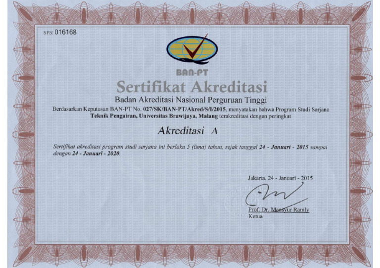 Sertifikat Akreditasi S1 BAN PT 2015-2020 | PDF