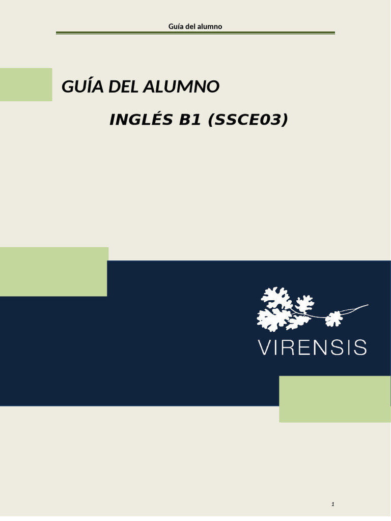 Guía Didáctica Alumno INGLÉS B1 SSCE03 Online | PDF