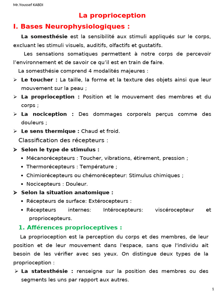 La Proprioception | PDF