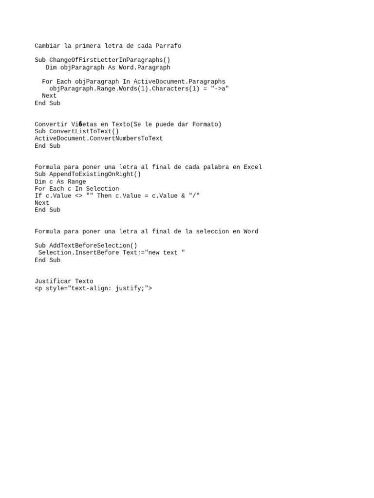 Formula Para Insertar en La Primer Letra de Cada Concepto | PDF