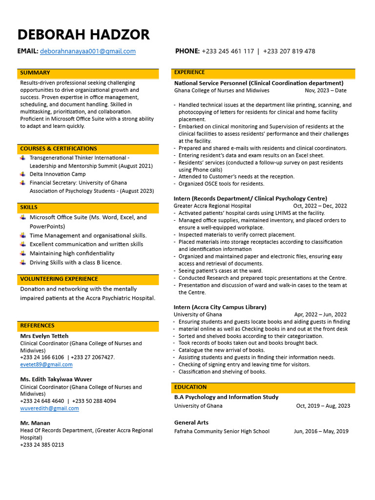 Deborah Hadzor CV | PDF