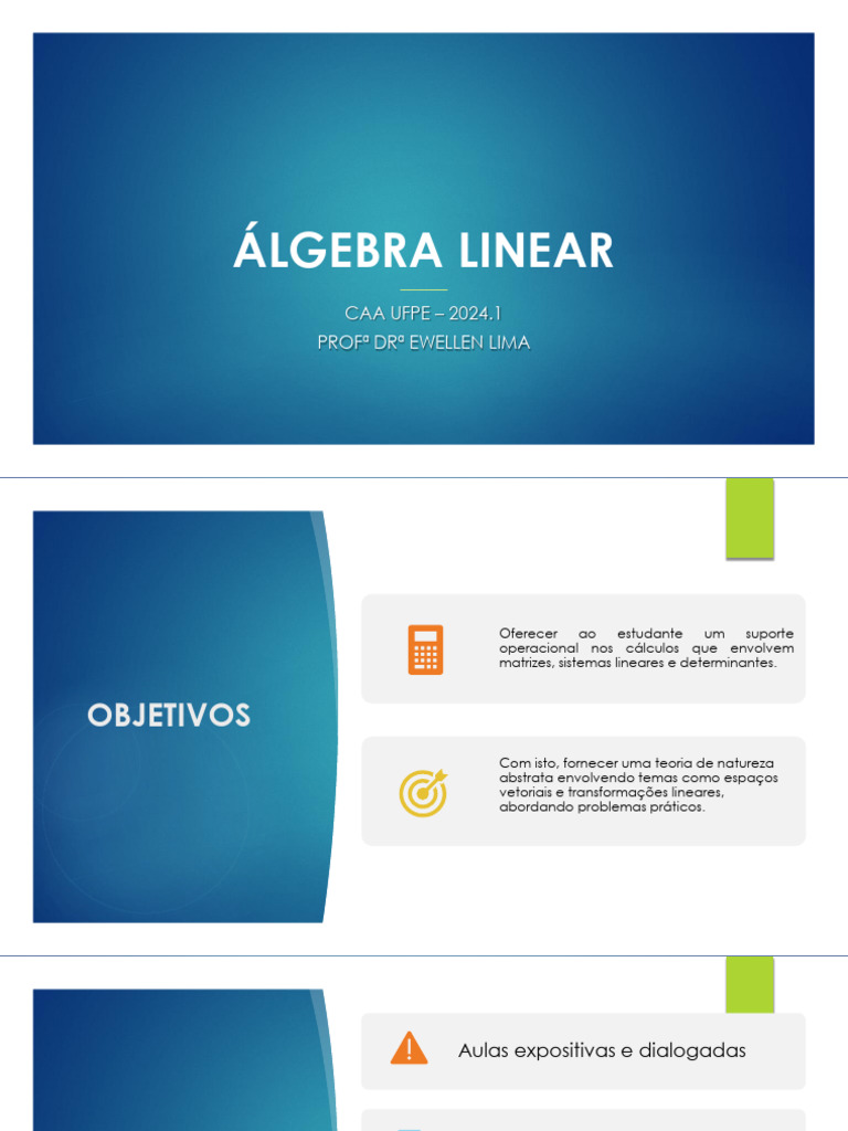 Lgebra Linear Apresenta o | PDF