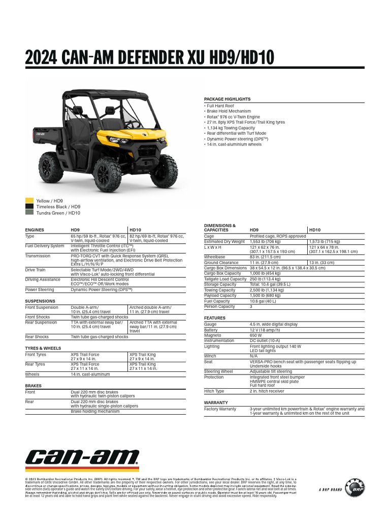 2024 CAN-AM DEFENDER XU HD9_HD10 | PDF