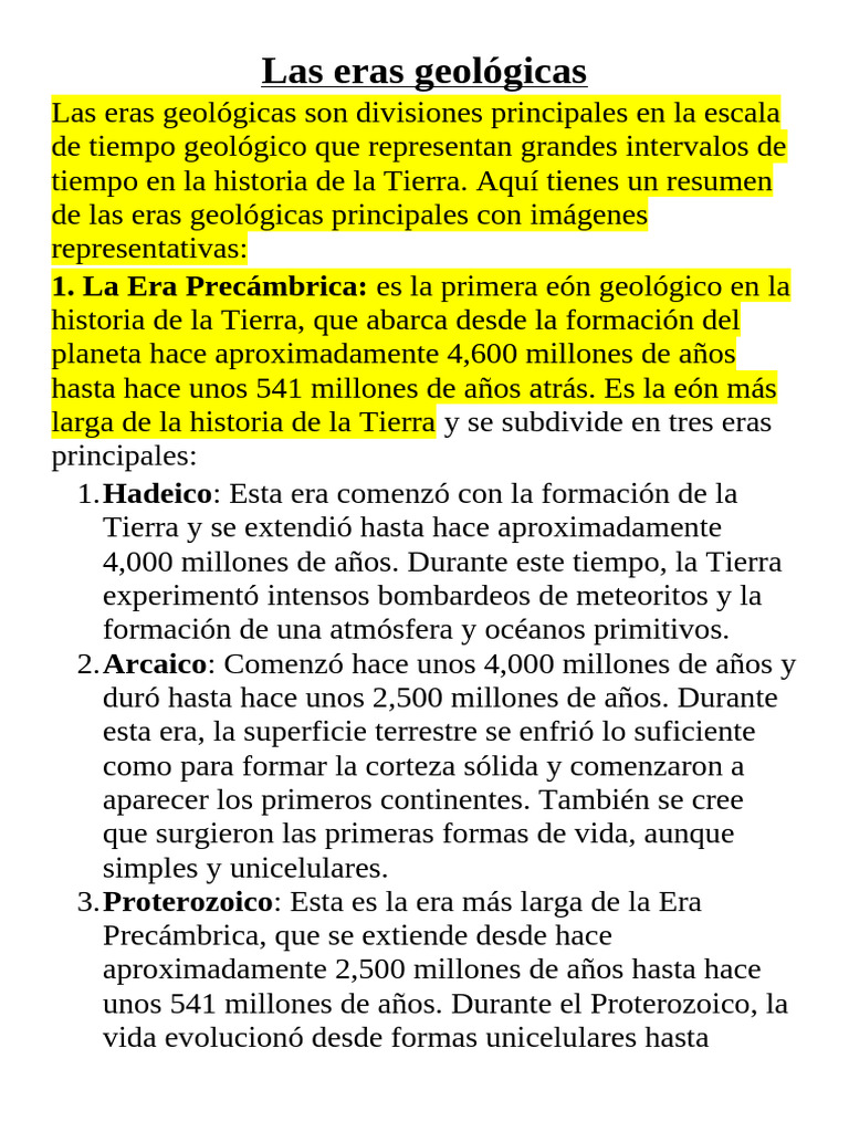 Las Eras Geológicas | PDF