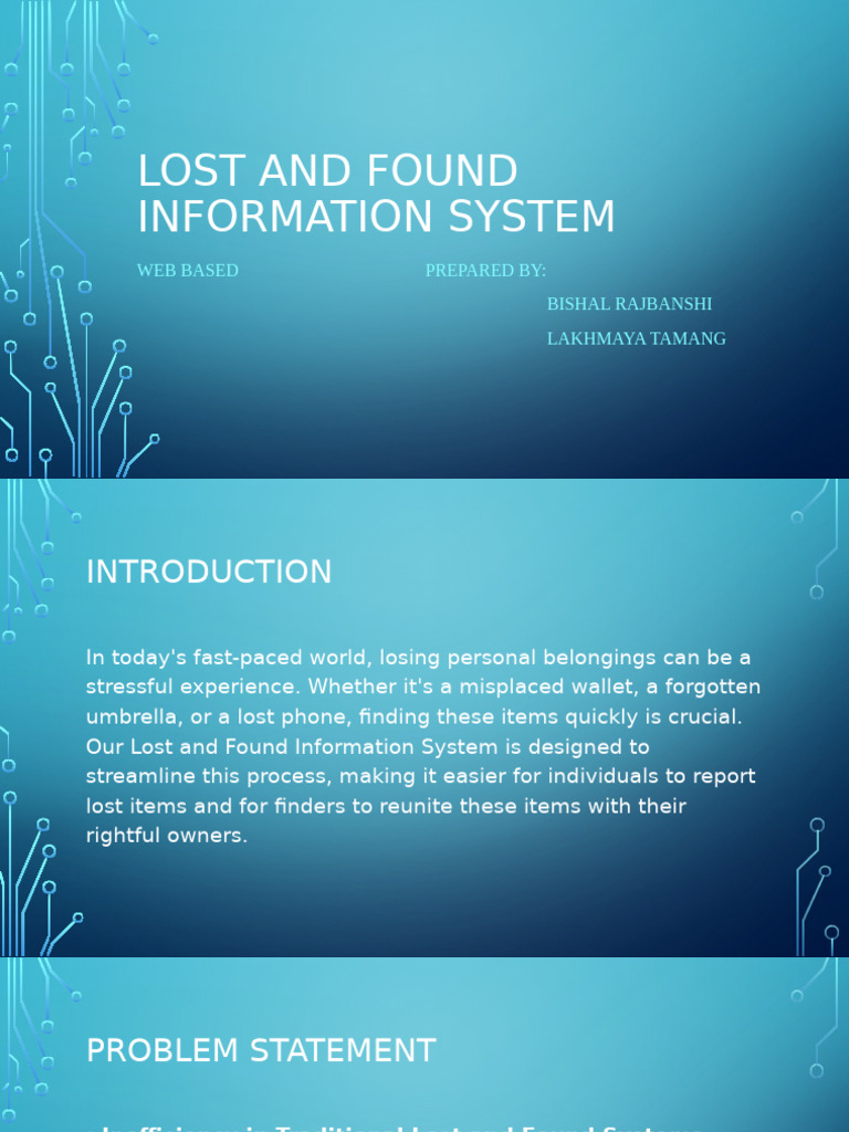 Lost and Found Information System Presentation | PDF