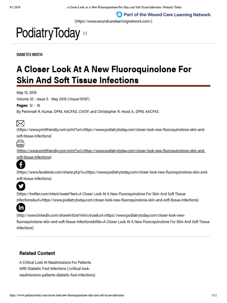A Closer Look at A New Fluoroquinolone ... Oft Tissue Infections ... A Closer Look at A New Fluoroquinolone ... Oft Tissue Infections ...