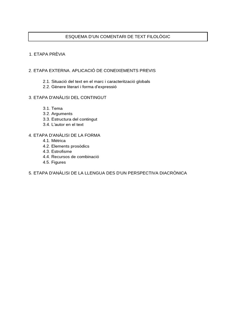 A. Esquema Comentari Filològic | PDF