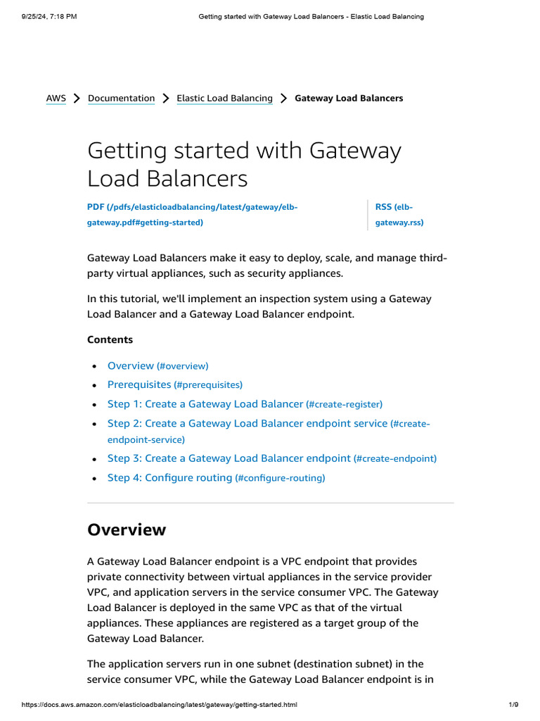 Getting Started With Gateway Load Balancers - Elastic Load Balancing | PDF