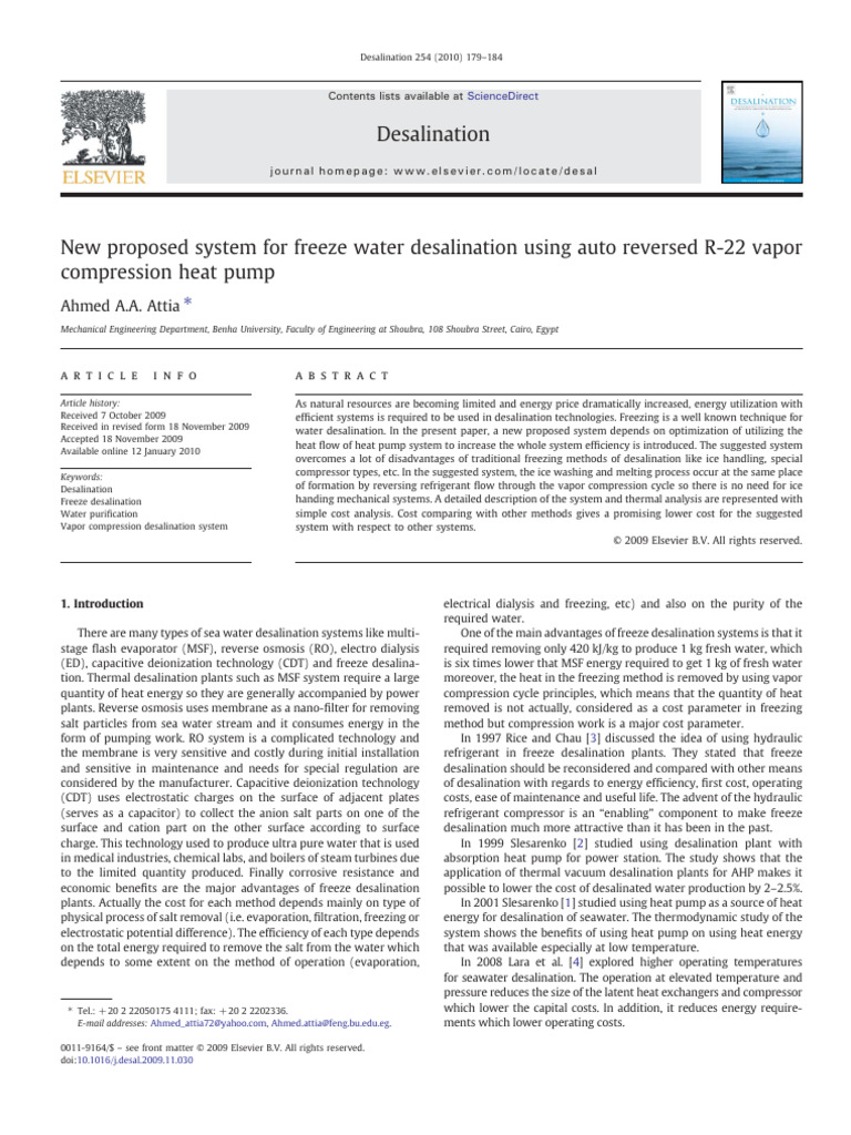 New Proposed System For Freeze Water Desalination Using Auto Reversed R-22 Vapor Compression ...