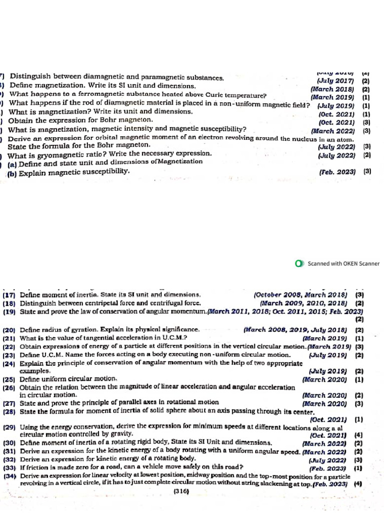 Question Bank Physics | PDF