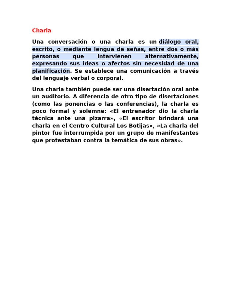 Charla | PDF