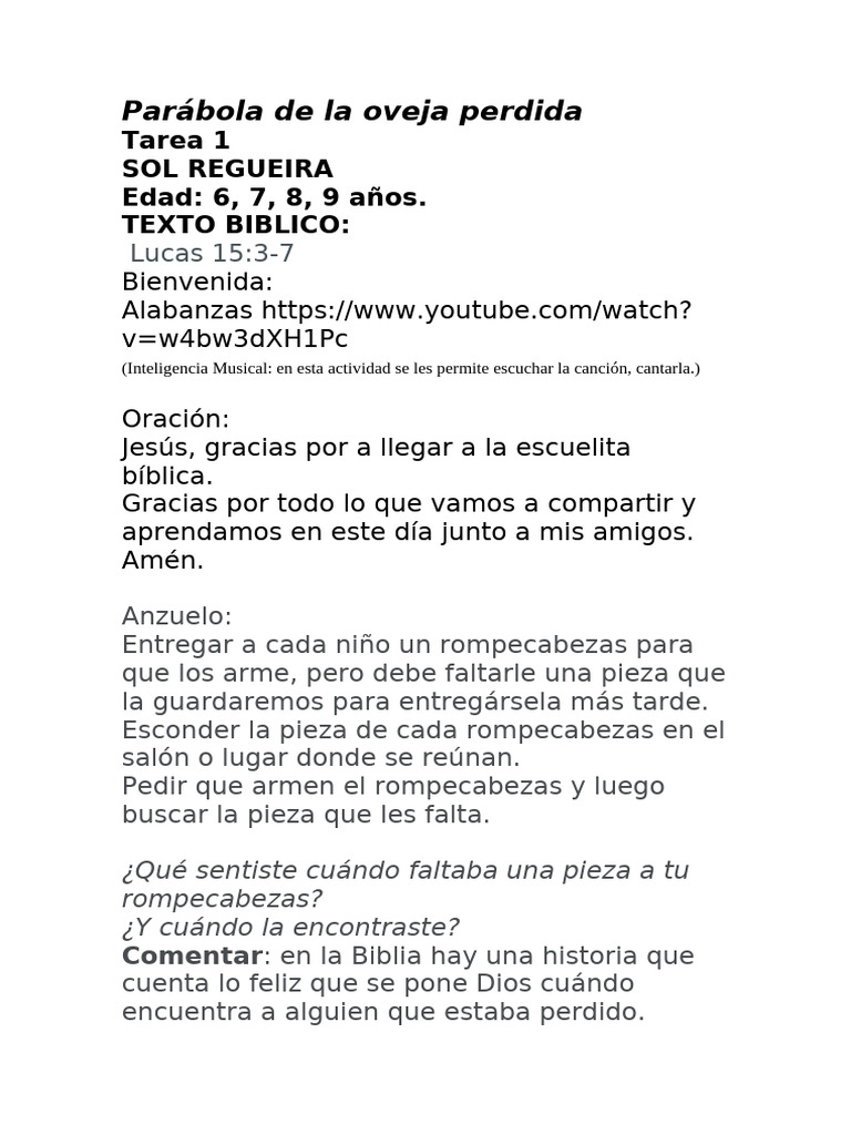 Parábola de la oveja perdida | PDF