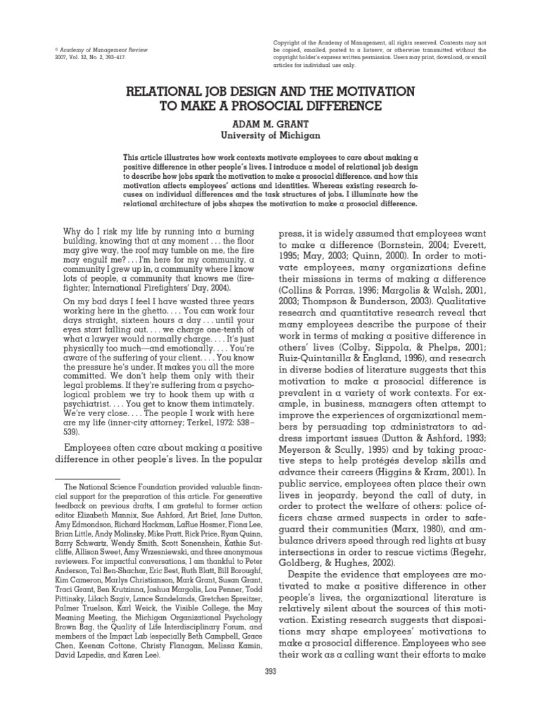 Relational Job Design | PDF