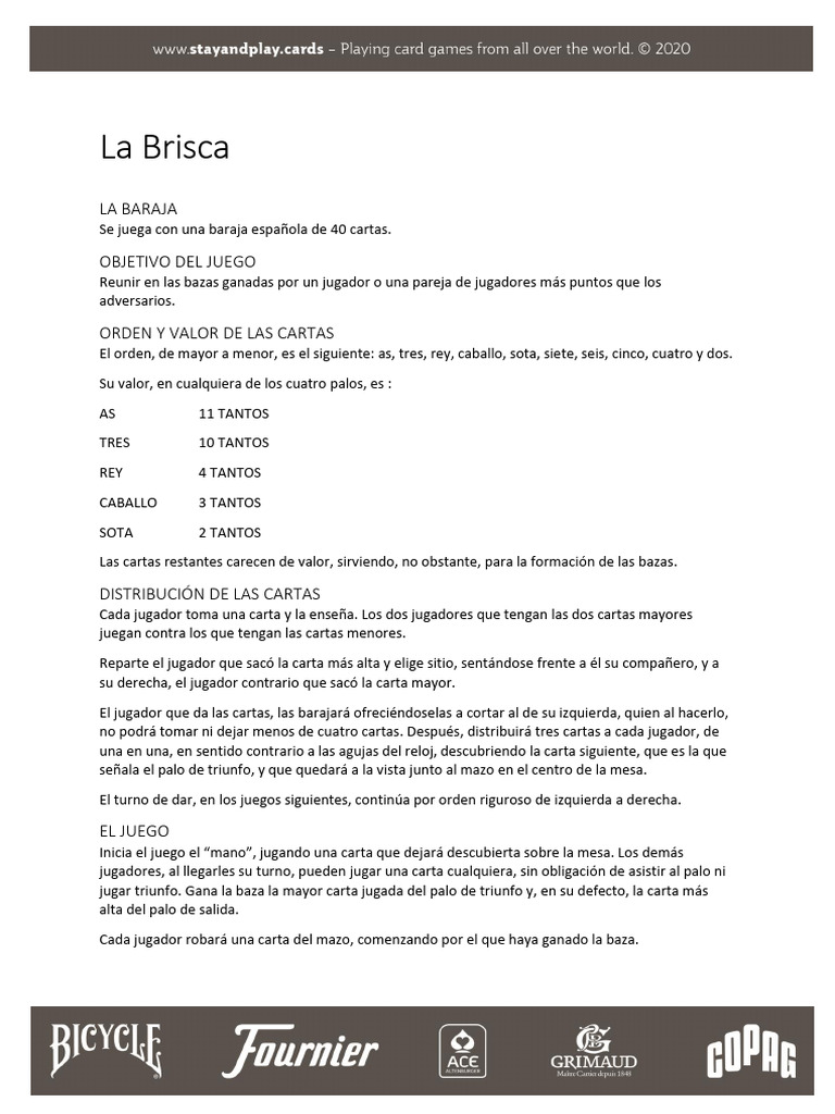 La Brisca Game Rules | PDF