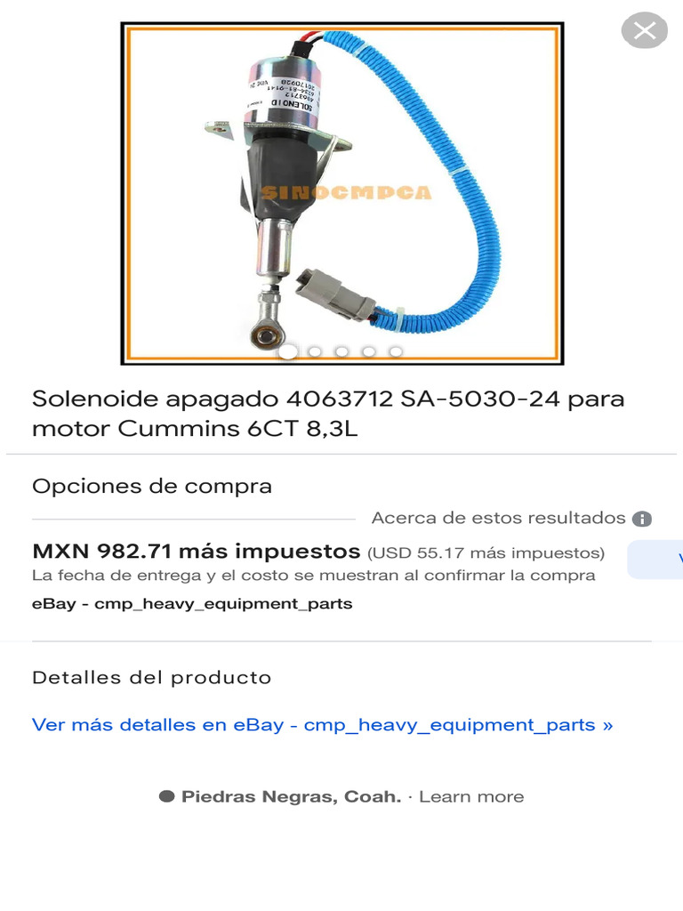 Solenoide Apagado 4063712 SA-5030-24 para Motor Cummins 6CT 8,3L Google ...
