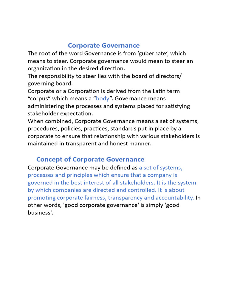 Corporate Governance | PDF