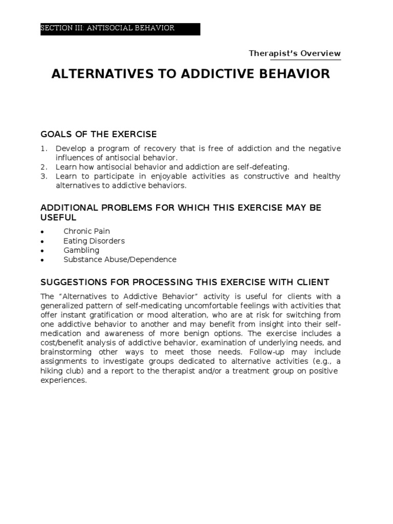 Alternatives To Addict Behavior | PDF | Substance Abuse | Behavior