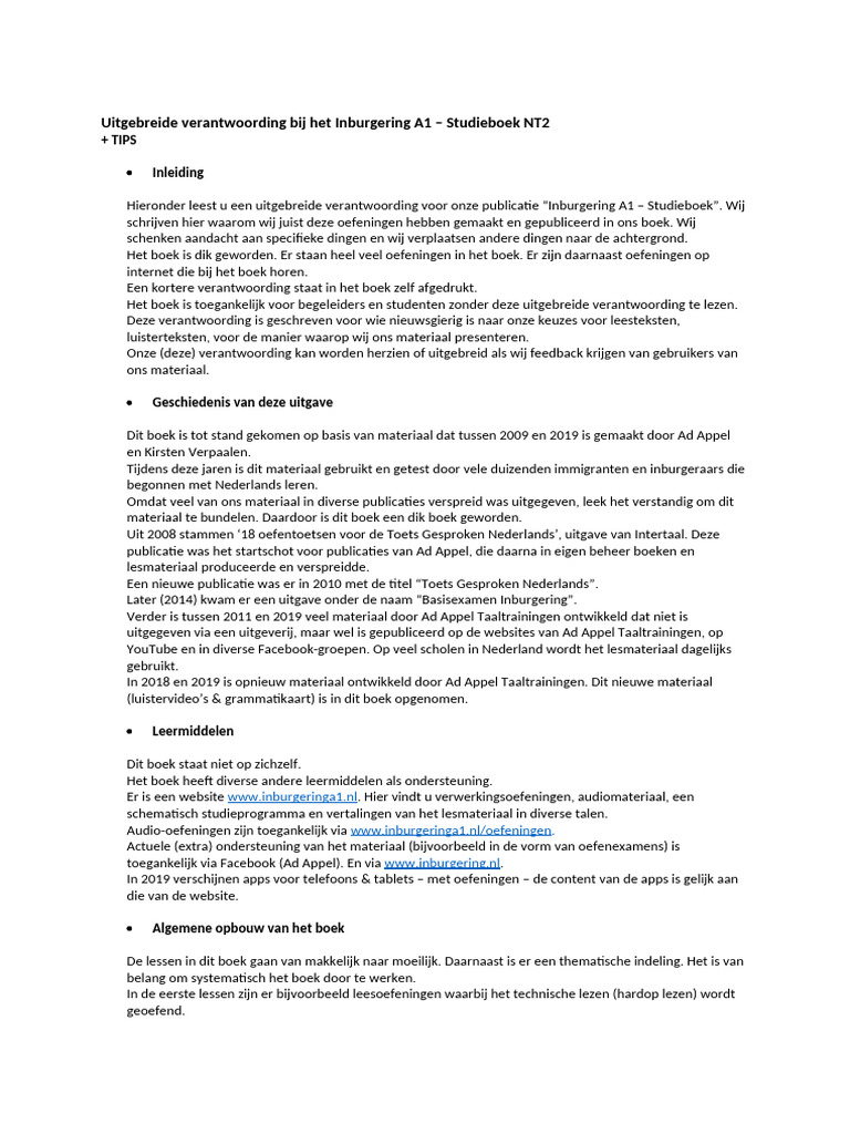 Verantwoording A1 Studieboek | PDF