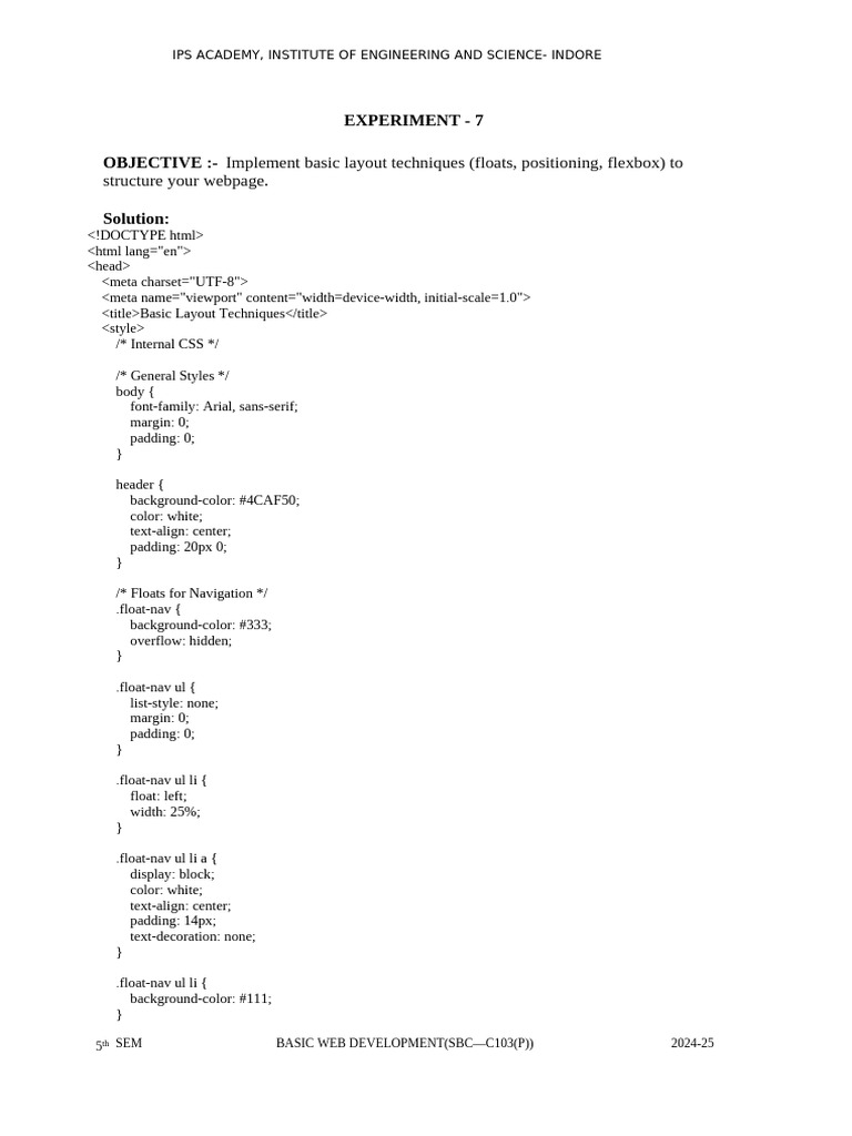 Webdevelopment File | PDF