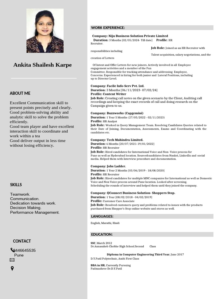 Ankita KarpeCV | PDF