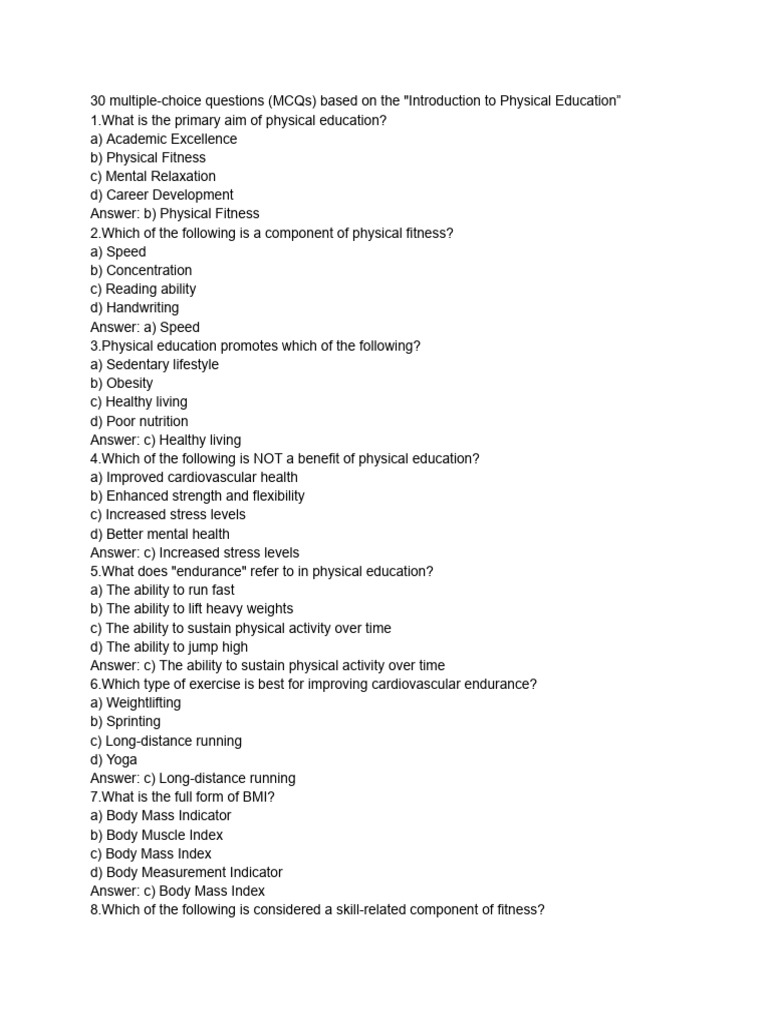Study Materials Physical Education | PDF