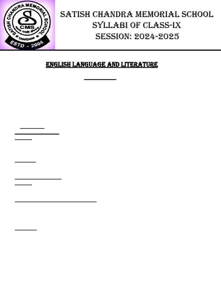 Class Ix Syllabus 2024-2025 | PDF