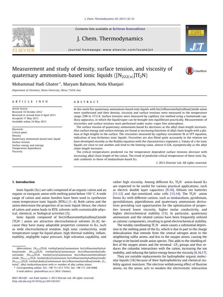 32 de La 76 - Measurement and Study of Density, Surface Tension, and Viscosity of Quaternary ...