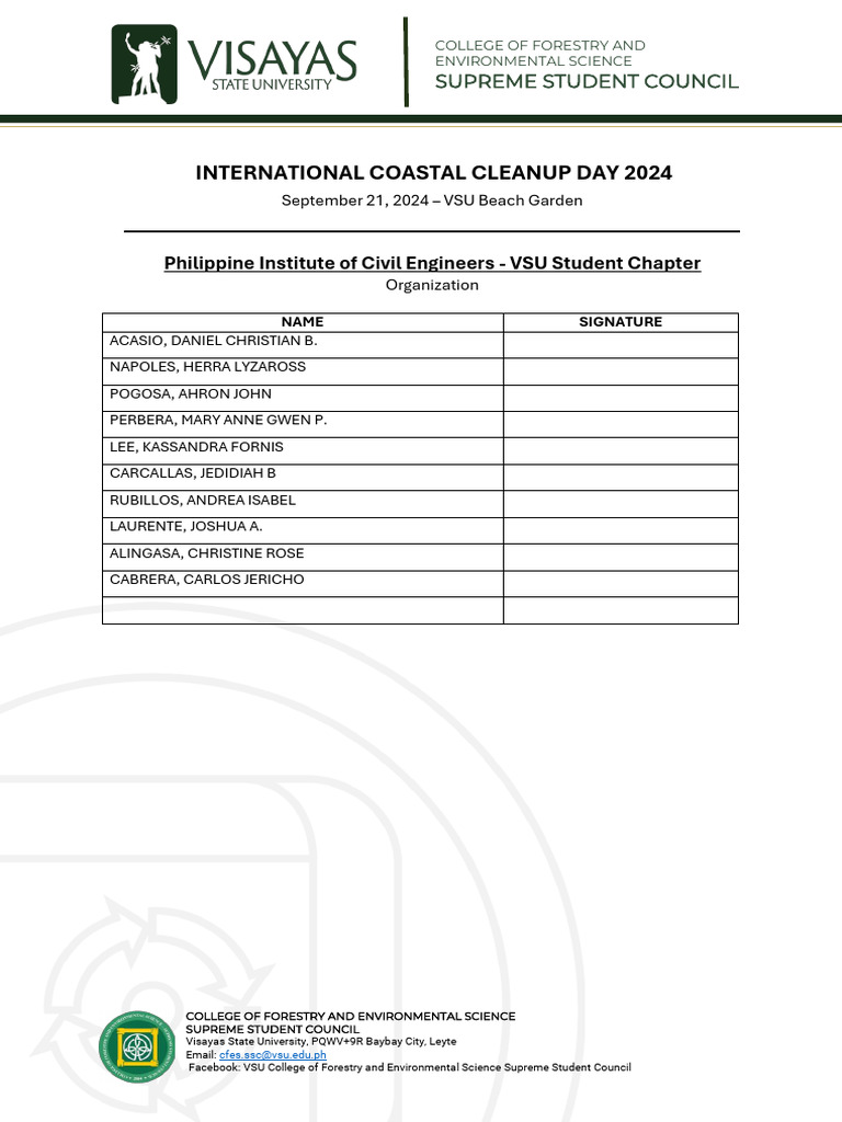 Philippine Institute of Civil Engineers VSU Student Chapter | PDF